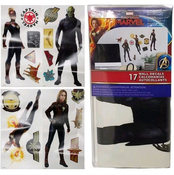 Marvel | Wall Decor | Marvel Captain Marvel 7 Piece Peel Stick Wall ...